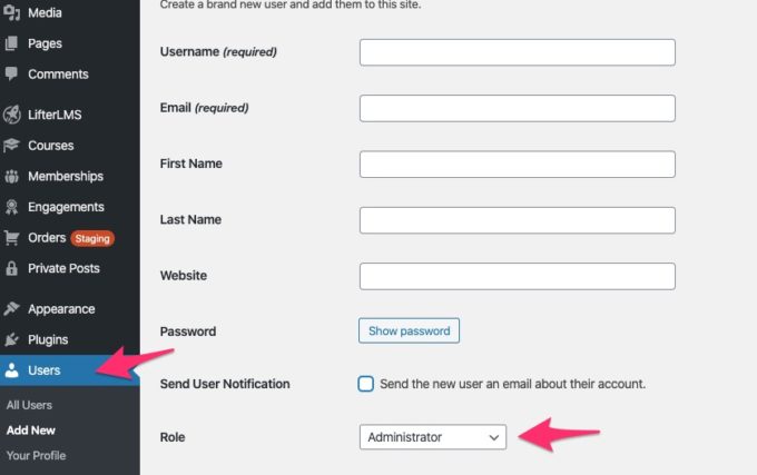 How to Create WordPress Admin Logins - LifterLMS