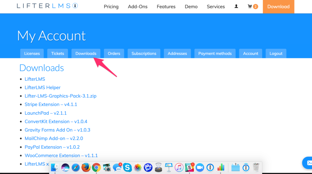 How do I download the LifterLMS Pro graphics pack and other add-ons from the LifterLMS website ...