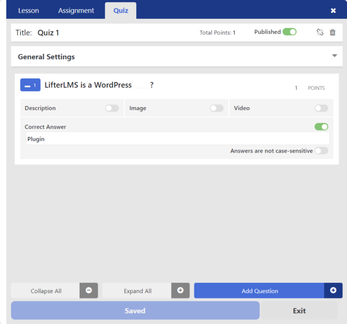 Fill in the blank question type (automatically or manually graded ...