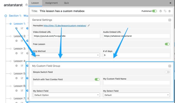 Course builder custom fields for developers - LifterLMS