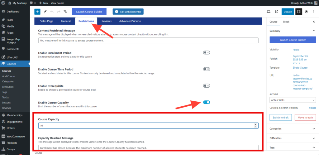 Course Capacity Tutorial - LifterLMS