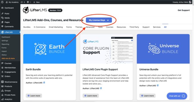 How Do I Add My License Keys and Add-Ons to LifterLMS On My Website? - LifterLMS