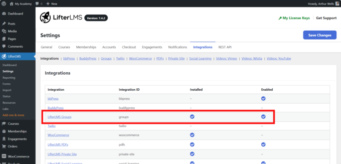 LifterLMS Groups Integration Settings - LifterLMS