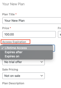 Access Plan Options - LifterLMS
