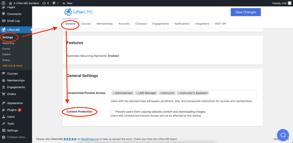 Content Protection Feature - Prevent Copying of Content - LifterLMS