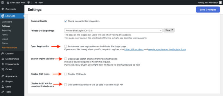 Getting Started with LifterLMS Private Site - LifterLMS