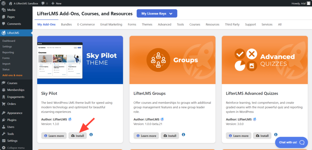How to Install and Activate Sky Pilot | LifterLMS