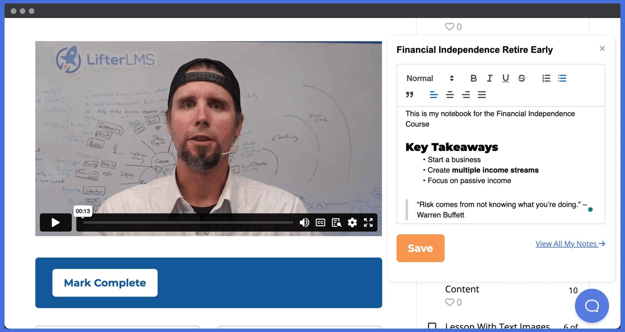 Best Student Note Taking App For WordPress: LifterLMS Notes