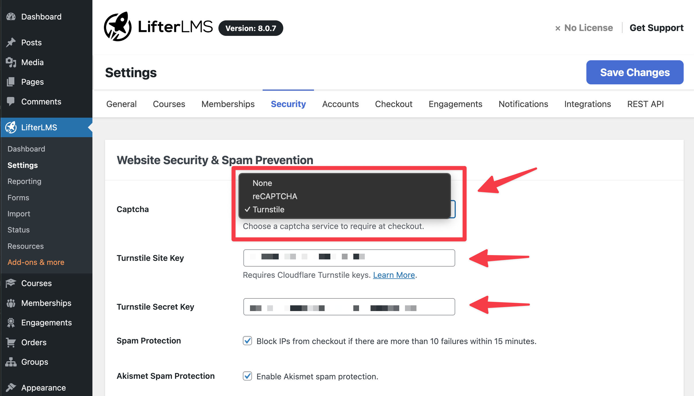 How to enable Cloudflare Turnstile verification - LifterLMS