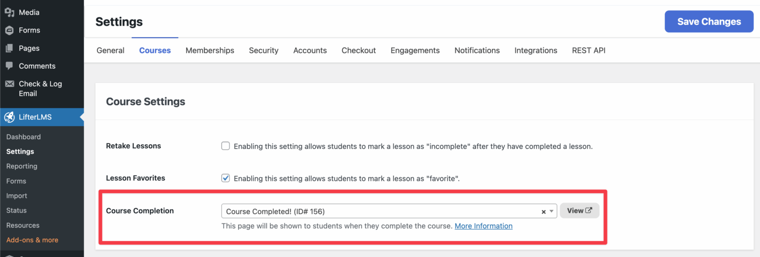 Course Completion Pages | LifterLMS